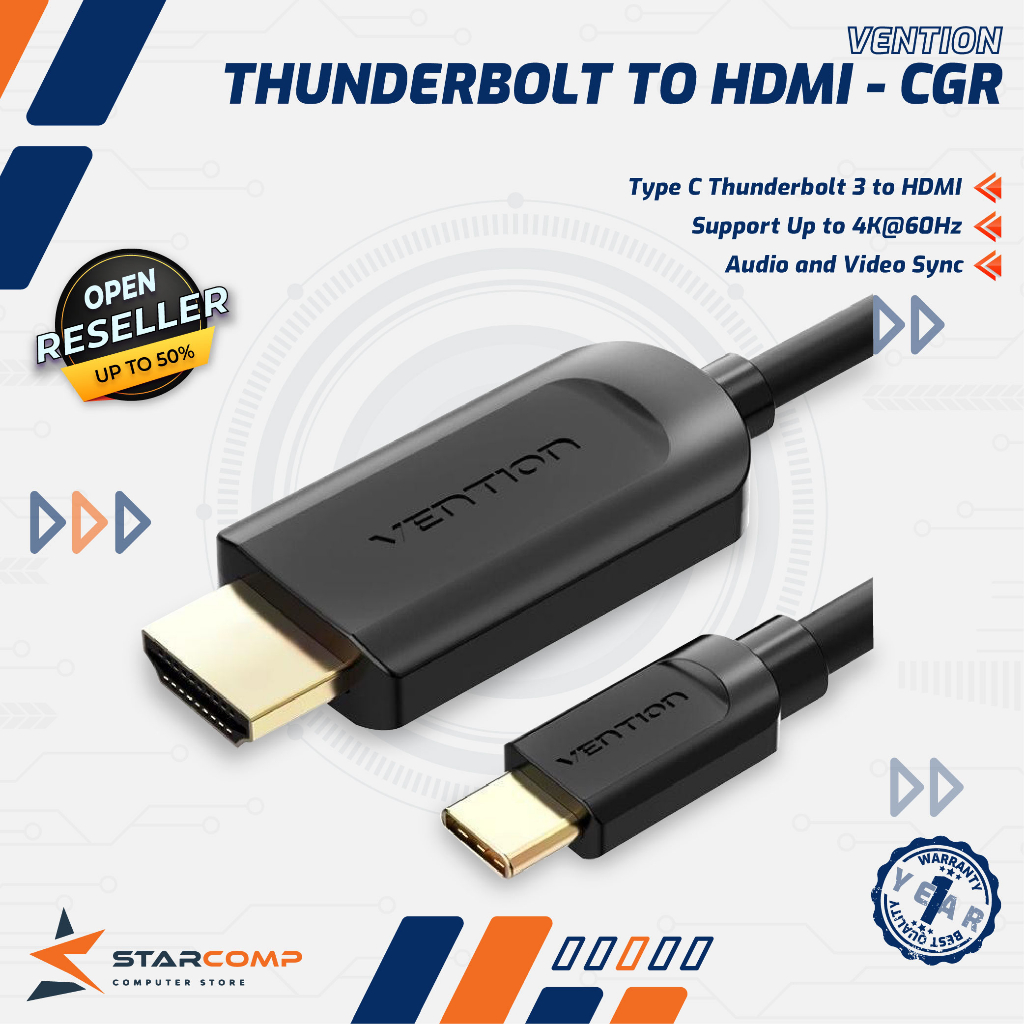 Jual Vention Kabel USB Type C to HDMI Thunderbolt 3 | Shopee Indonesia