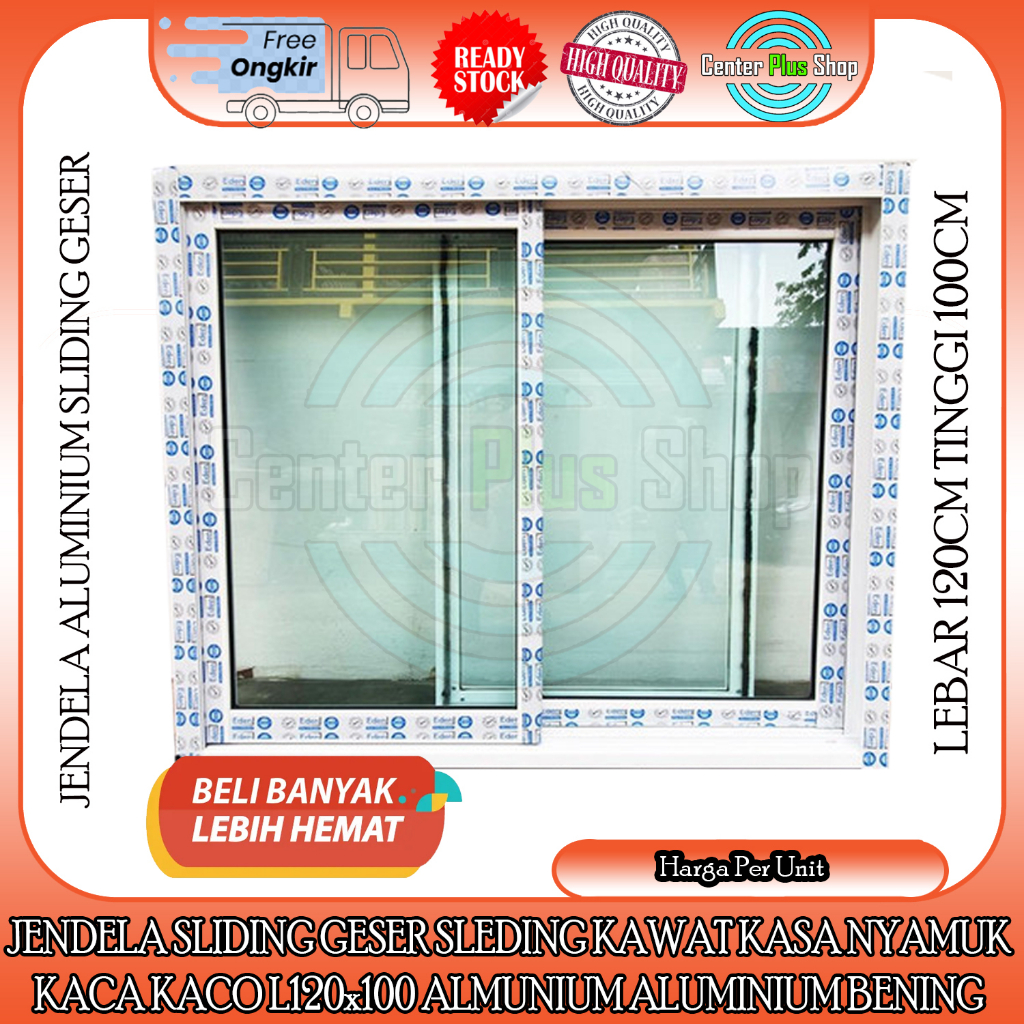 Jual [Instant] JENDELA ALUMINIUM SLIDING GESER + KAWAT NYAMUK 120 x 100 ...