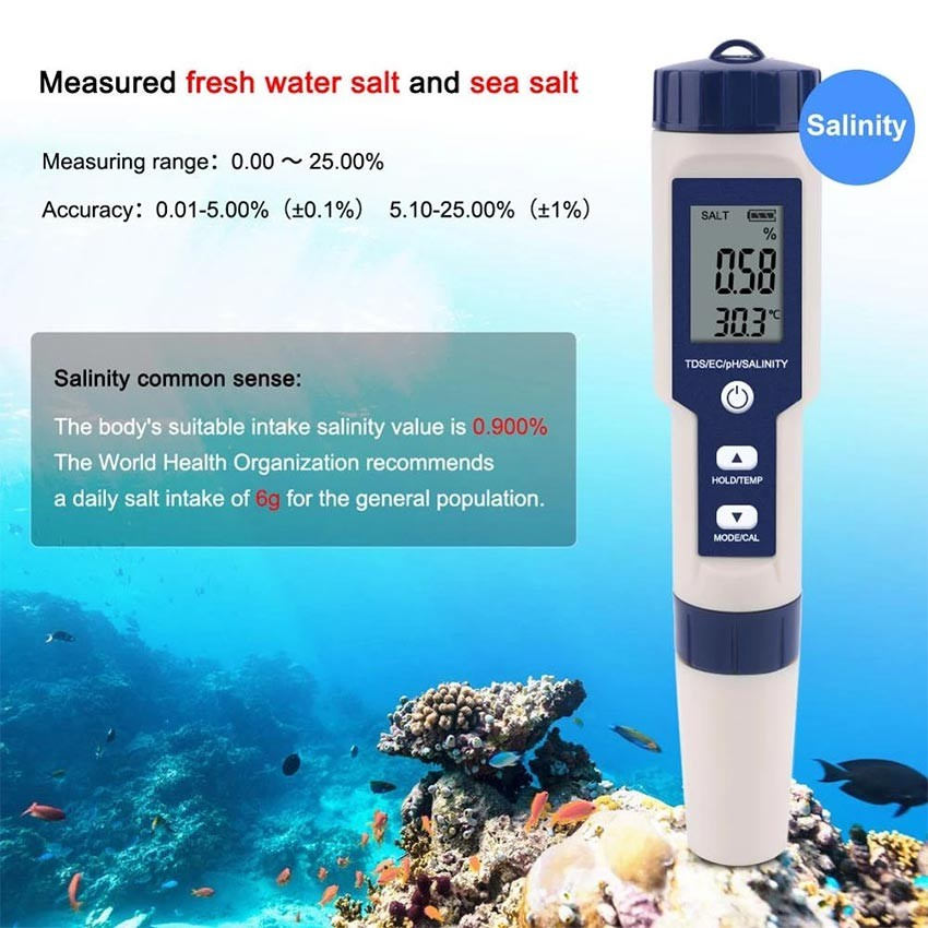 Jual Alat Ukur Kualitas Air 5 In 1 Ph Tds Ec Salinity Temp Meter Ez ...