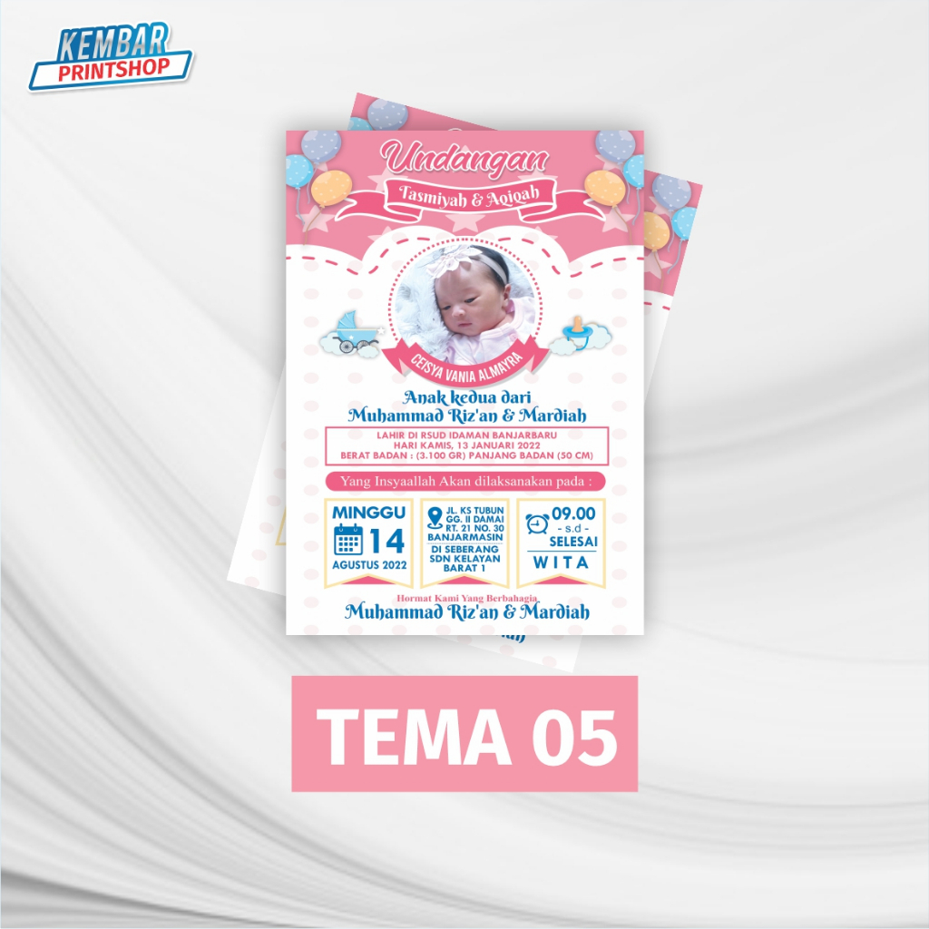 Jual UNDANGAN TASMIYAH/ UNDANGAN AQIQAH /UNDANGAN TASYAKURAN MURAH ...