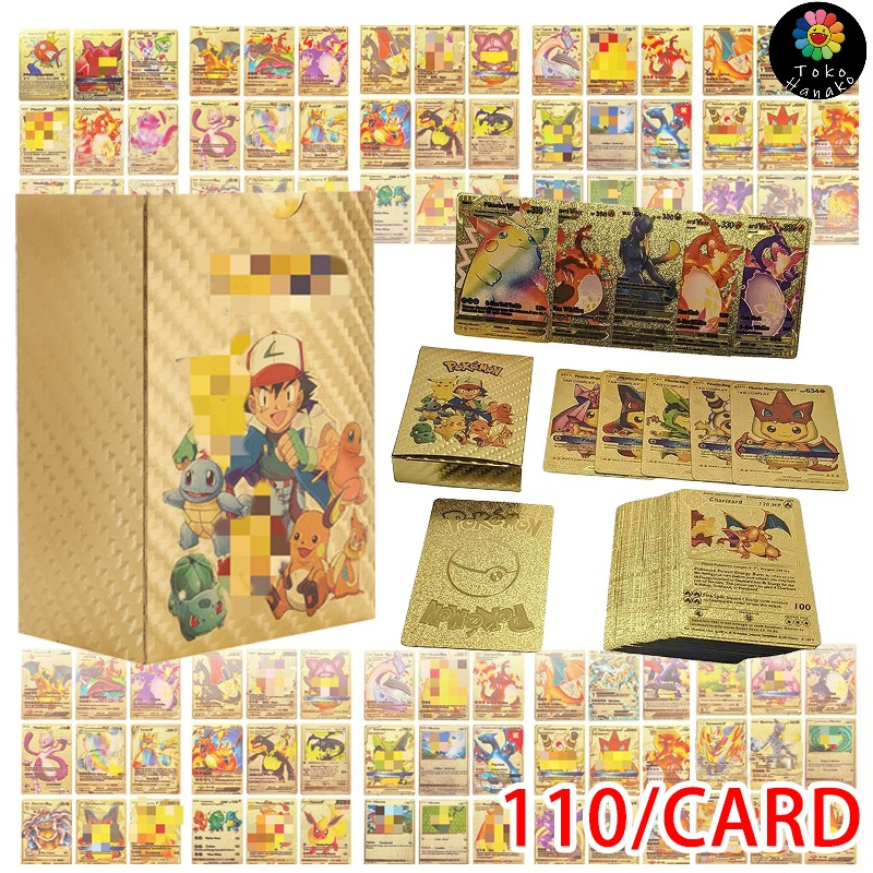 Jual 110 / 55 pcs Kartu Pokemon logam Pikachu Charizard Koleksi Kartu Pokemon Emas Pikachu Emas ...