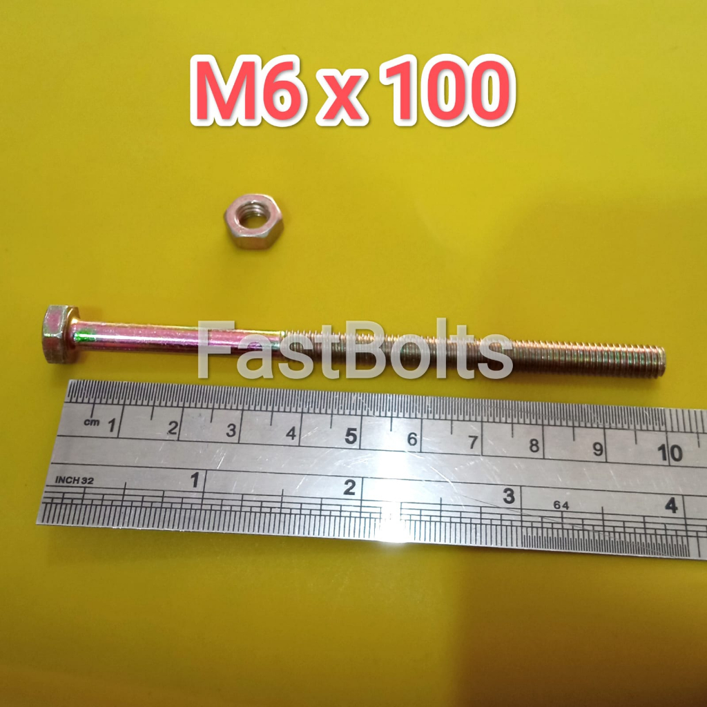 Jual BAUT DAN MUR Kuning 10 Panjang 10cm (M6x100) | Shopee Indonesia