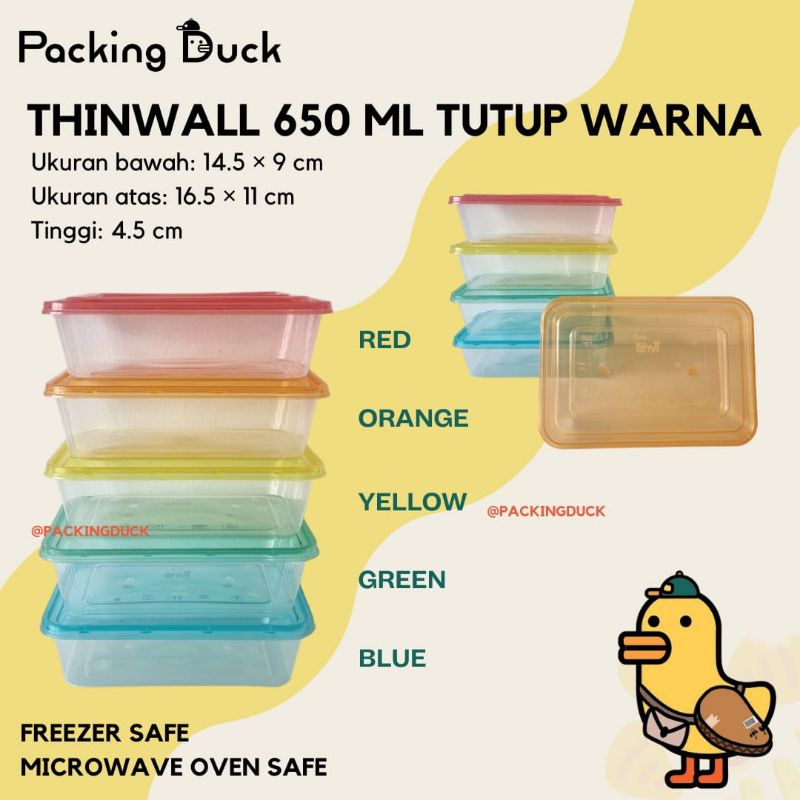 Jual (MIN ORDER 25 PCS) THINWALL 650ml TUTUP WARNA / FOOD CONTAINER ...