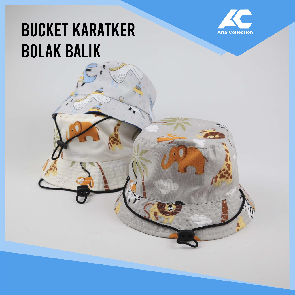Jual Topi Bucket Anak tali 2 karakter bolak balik part2 | Shopee Indonesia