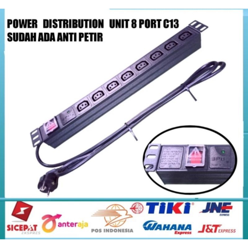 Jual PDU RACK SERVER POWER DISTRIBUTION UNIT 8 PORT 16A C13+ANTI PETIR ...