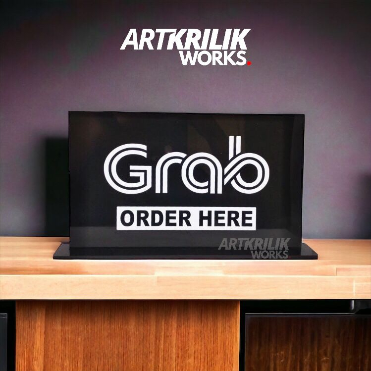 Jual Sign Board Meja Akrilik | Order Here | Sign Grab | Shopee Indonesia