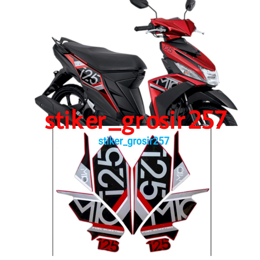 Jual STIKER STRIPING LIS BODY MIO M3 125 2016 2017 WARNA MERAH HITAM ...