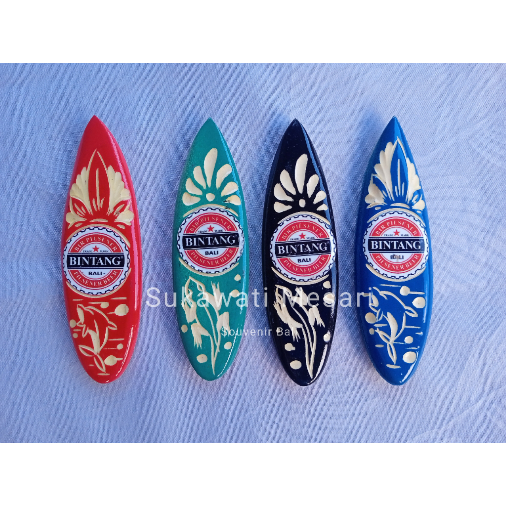 Jual Fridge Magnet Kulkas Surfing Ukir Kayu Bintang Bali | Warna Warni ...