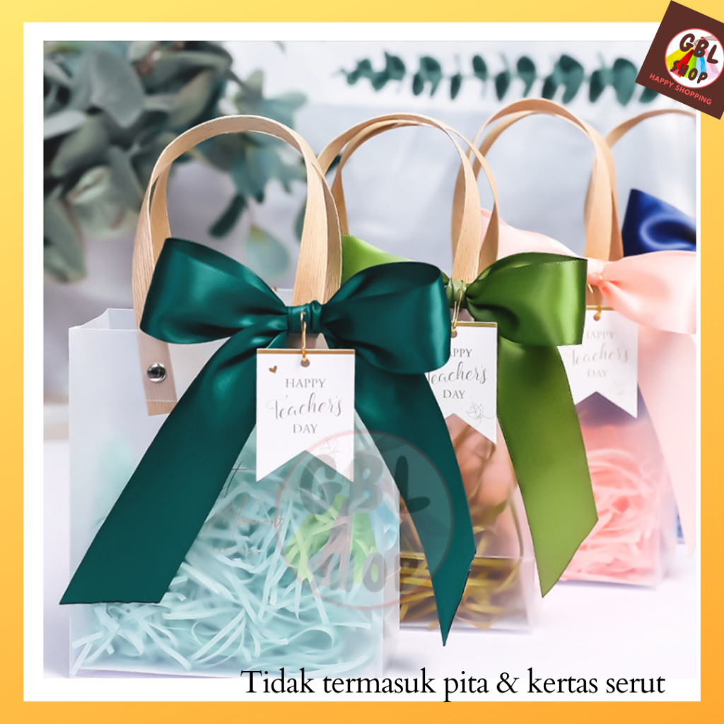 Jual Gift Bag Transparent 20x20x20 Hampers Bag Tas Kado Transparan ...
