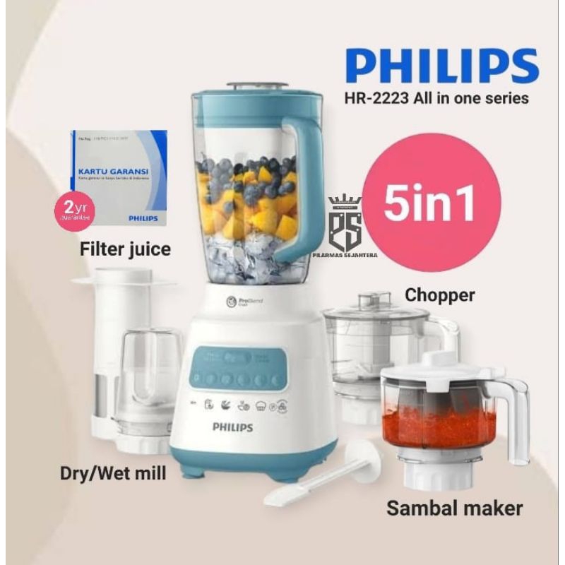 Jual Blender PHILIPS HR2223 all in one series Blender PHILIPS 4IN1 HR ...