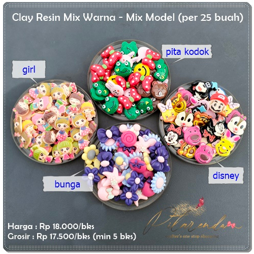 Jual CLAY-67 : Resin / Clay Mix Warna - Mix Model (per 25 buah ...