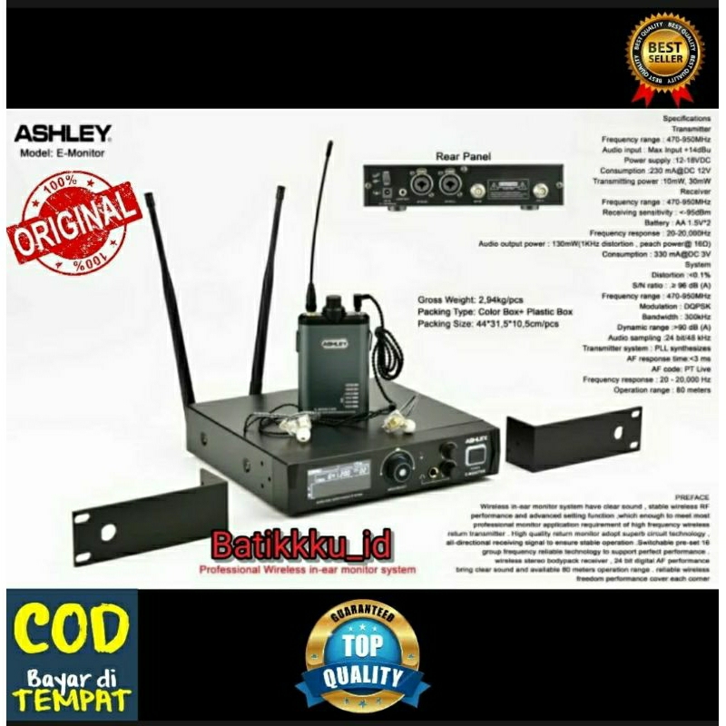 Jual IEM IN EAR MONITOR ASHLEY E MONITOR EMONITOR E-MONITOR ORIGINAL ...