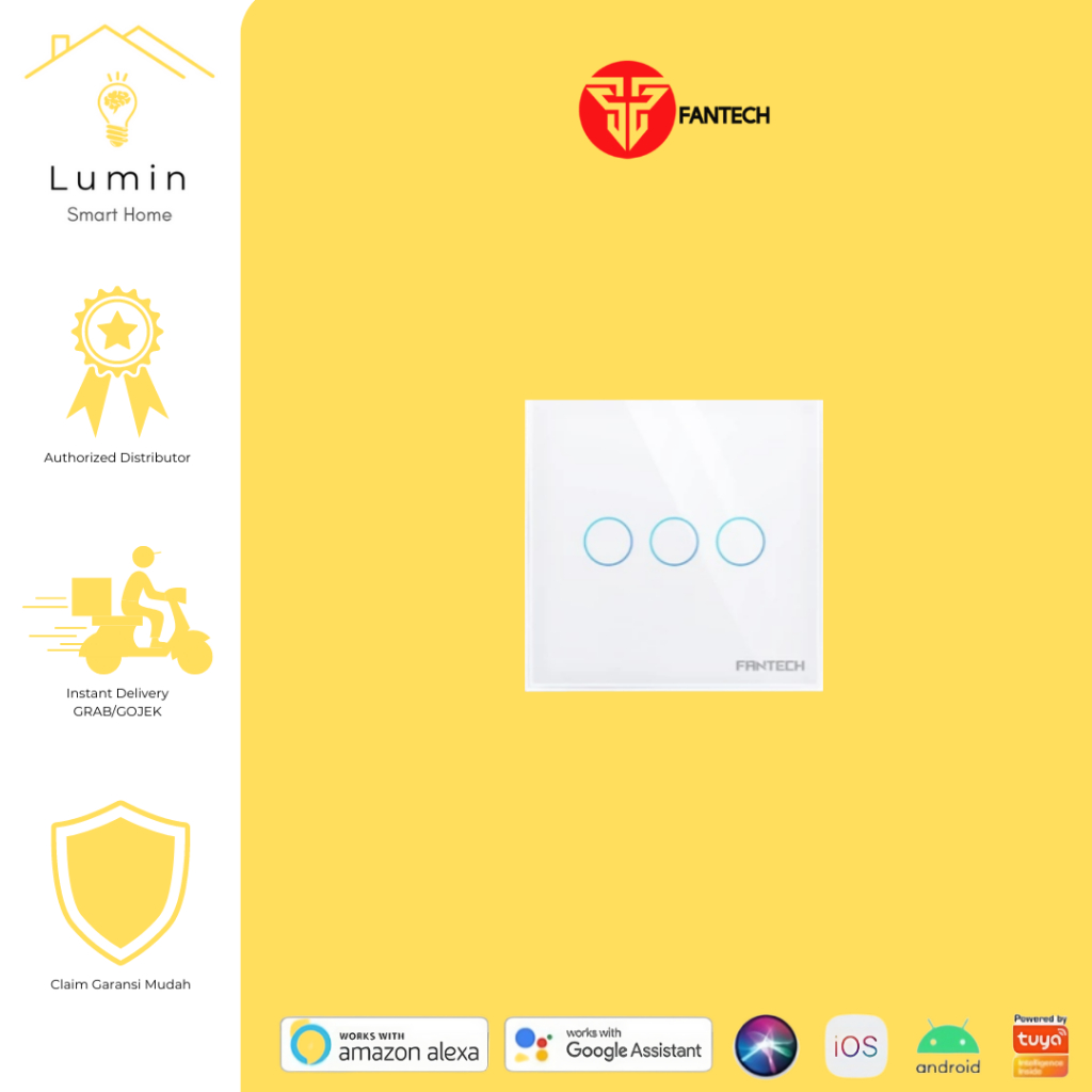 Jual FANTECH Saklar Smart Life Wall Switch 3 Tombol Touch Wi-Fi ...