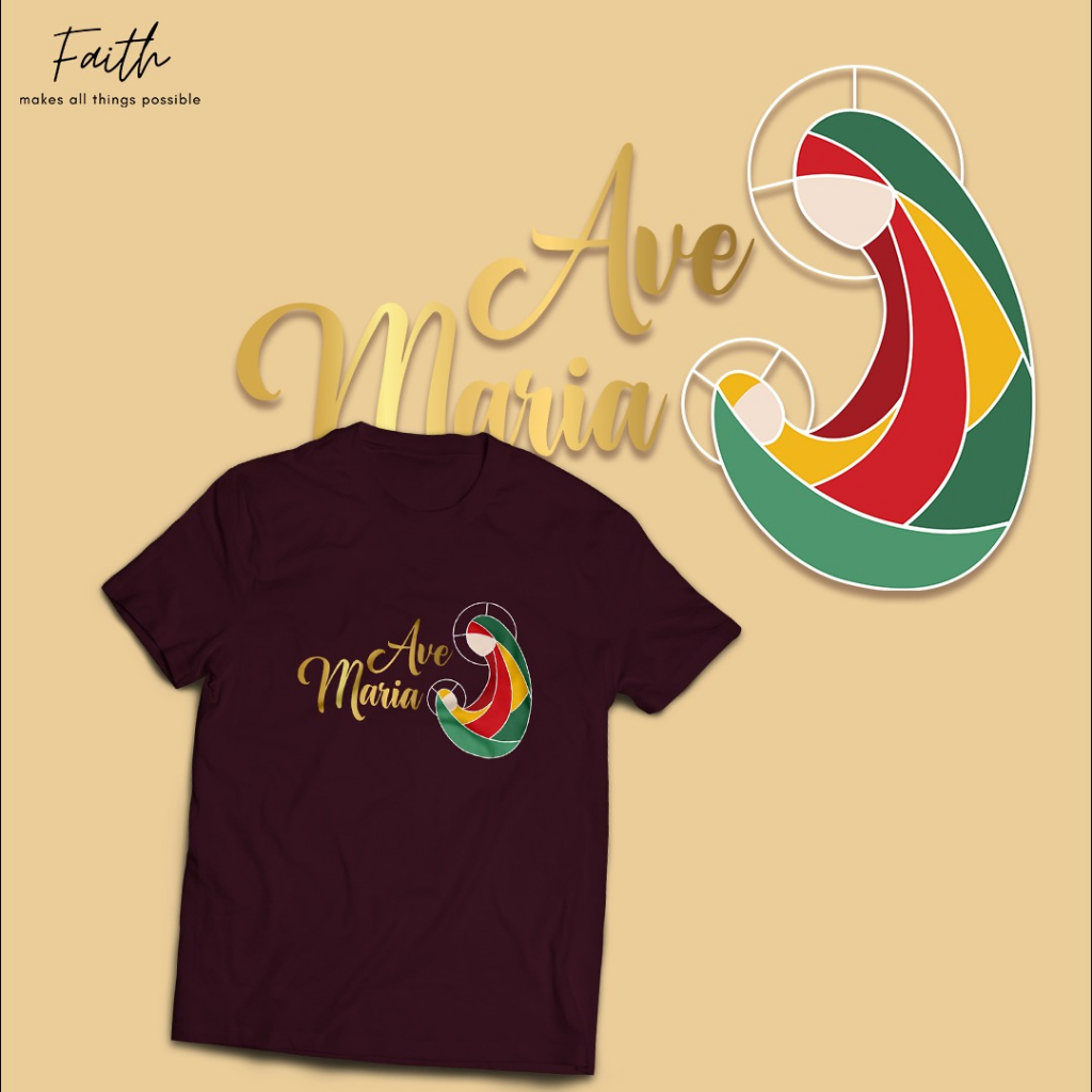 Jual Kaos Rohani/ Katolik Kristen Ave Maria Special Design keren unik ...