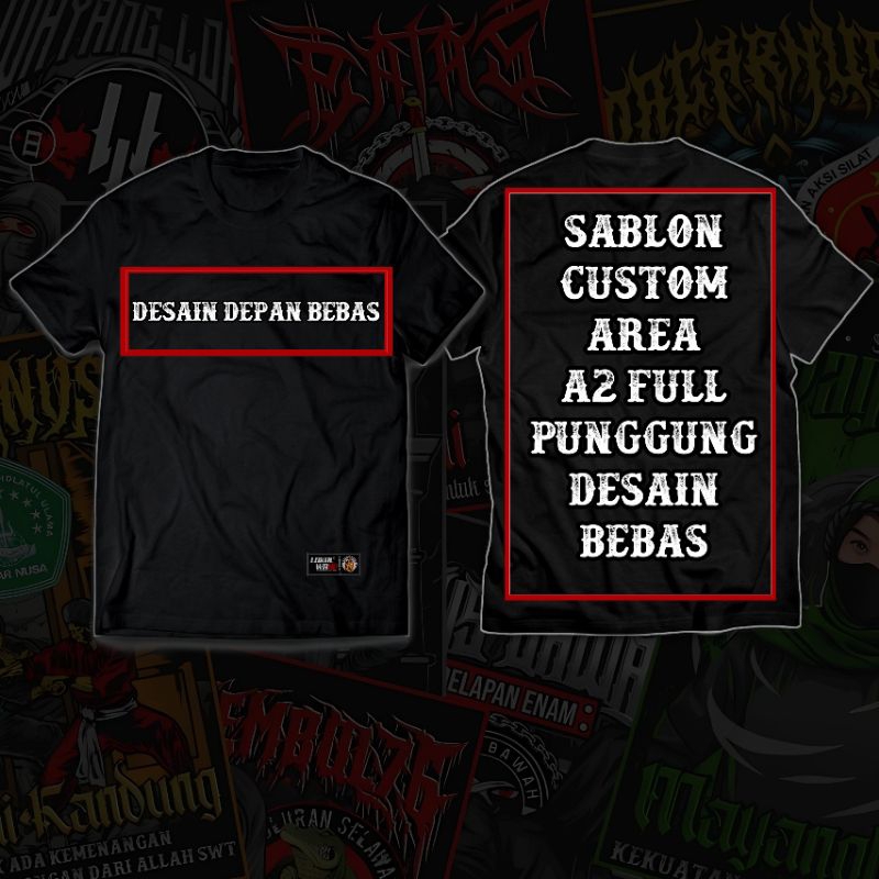 Jual Sablon Kaos Custom A2 ( FULL PUNGGUNG) | Shopee Indonesia