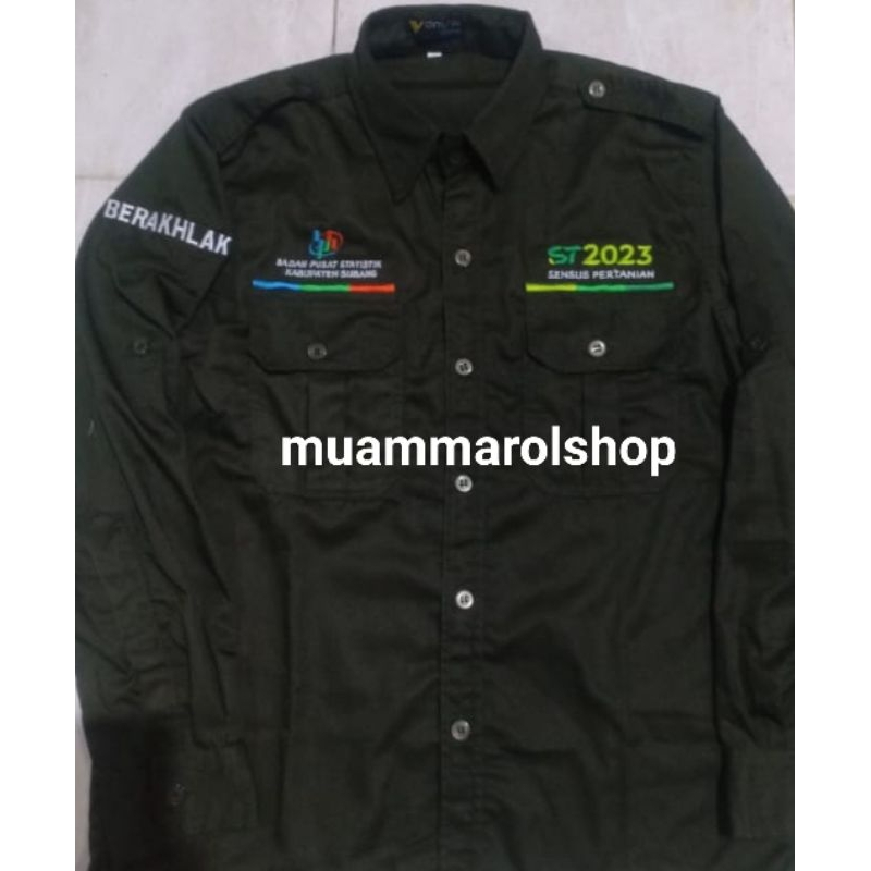 Jual kemeja bps st2023 lengan panjang sudah bordir (sesuai nama kota/kabupaten) | Shopee Indonesia