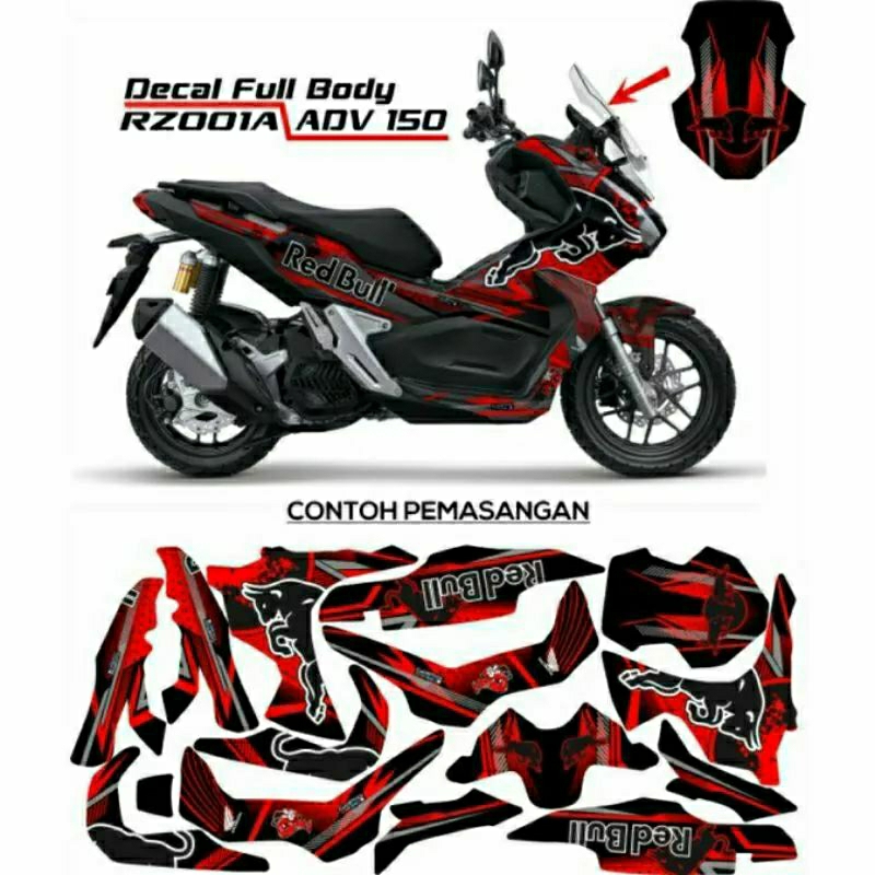 Jual Decal full body Honda ADV 150 / striping Redbull variasi motor ADV ...