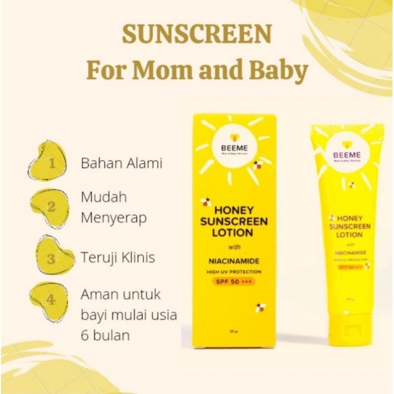 Jual Beeme Honey Sunscreen Lotion with Niacinamide SPF 50+++ 20gr ...