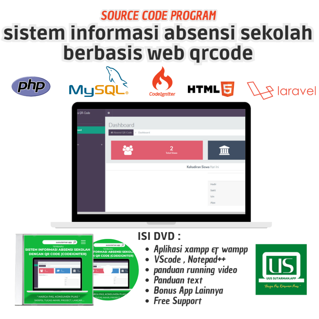 Jual Aplikasi Sistem Informasi Absensi dengan QR Code (Codeigniter) - SEKOLAH | Shopee Indonesia