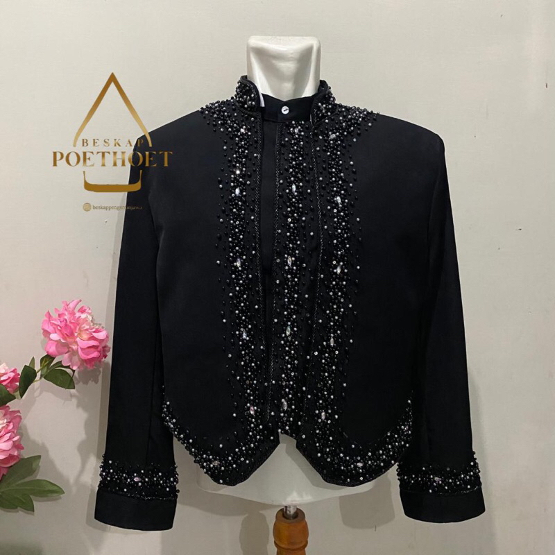 Jual Beskap dan basofi pengantin hitam jetblack payet simple elegan ...