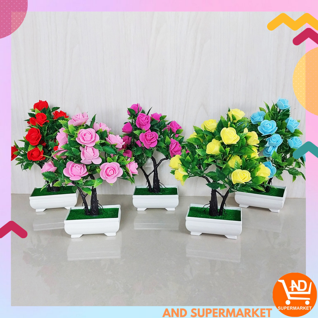 Jual Pot Bunga Mawar Hias Artificial Flower Dekorasi Ruangan Rumah ...