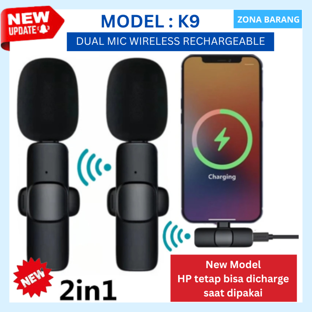 Jual Lavalier Wireless Mic Dual 2 in 1 Clip On Microphone Mini Portable ...