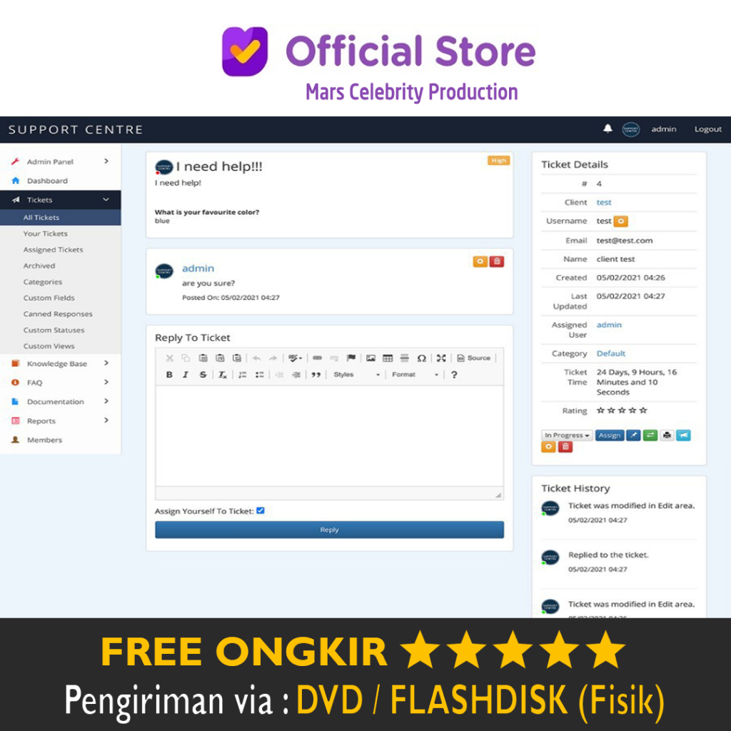 Jual Source Code Web Aplikasi Support Help Desk System Live Chat Ticket ...