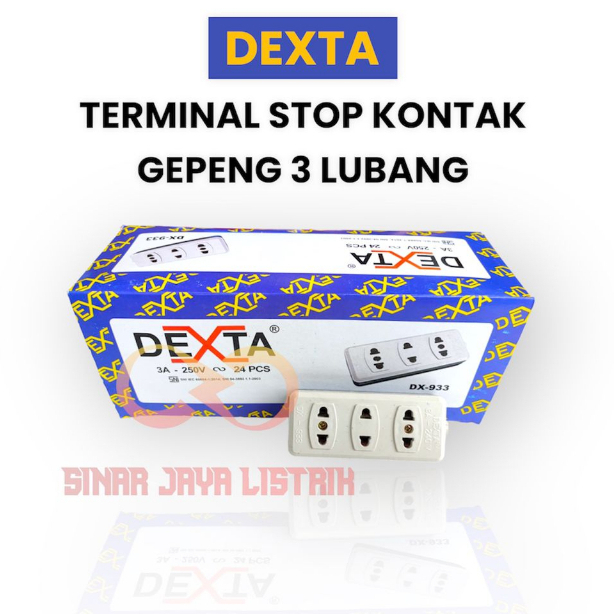 Jual DEXTA Terminal Stop Kontak Gepeng 3 Lubang DX-933 SNI | Shopee ...