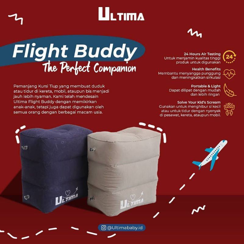 Jual Ultima Flight Buddy Footrest + Free Pompa Foot Rest Pesawat Kursi Pompa | Shopee Indonesia