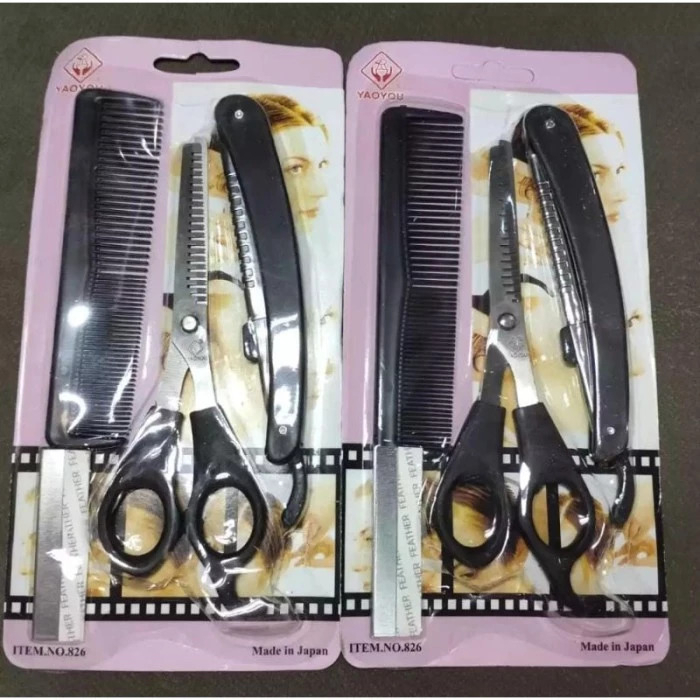 Jual Paket Gunting Sasak Set 3IN1 - Sisir Sasak Pisau Cukur Rambut Alat ...