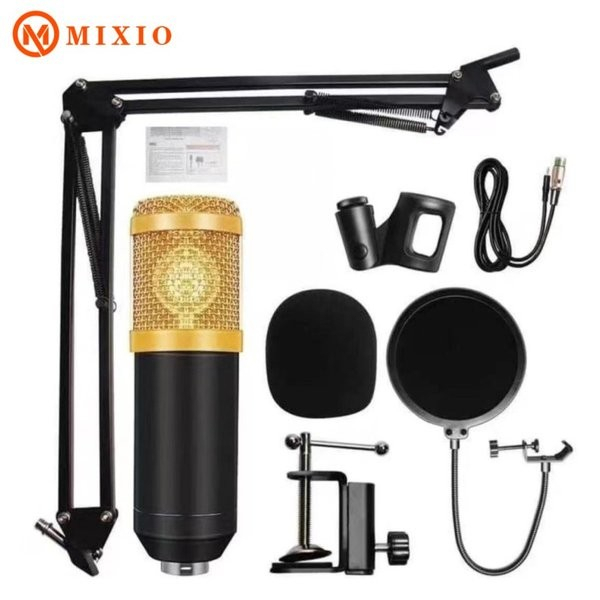 Jual Paket Microphone Condenser MIxio BM-800Ec Stand Mic Full Black ...