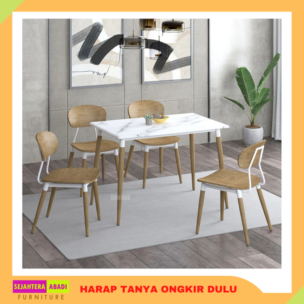 Jual Meja Kursi Makan Minimalis Siantano DT + 4 DC Shibuya | Shopee Indonesia