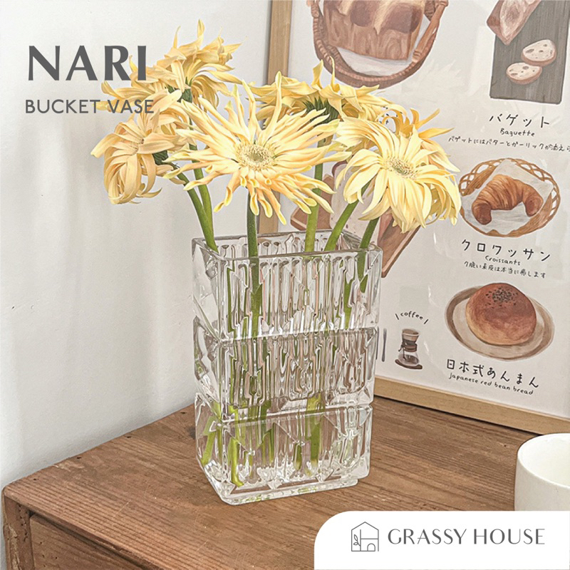 Jual [GRASSY] NARI Vas Bunga Kotak Bucket Korean Transparan/ Square ...