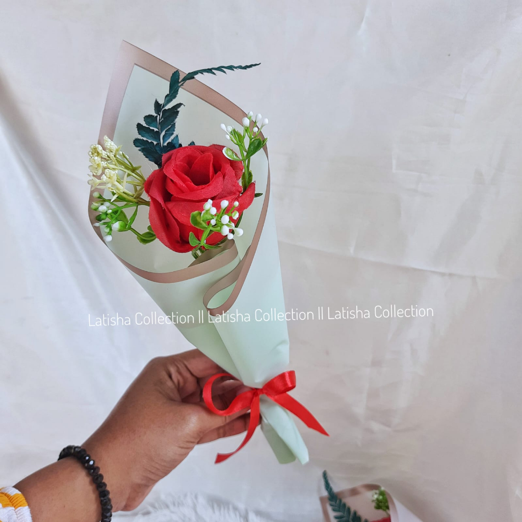 Jual Single Rose Bouquet /Buket Bunga Mini / Hadiah Romantice /one love ...