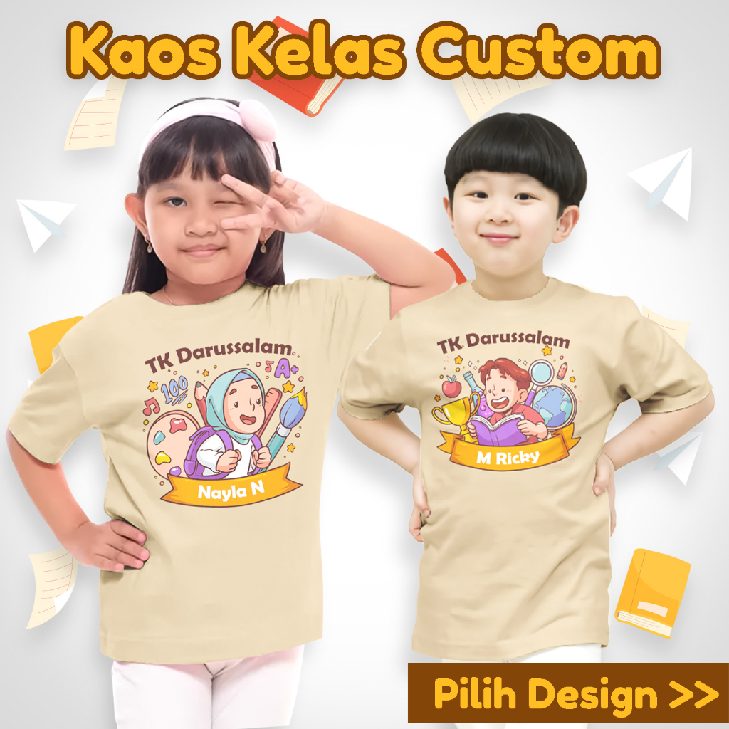 Jual Kaos Custom Karakter Sekolah TK SD PAUD Lengan panjang/Pendek Anak ...