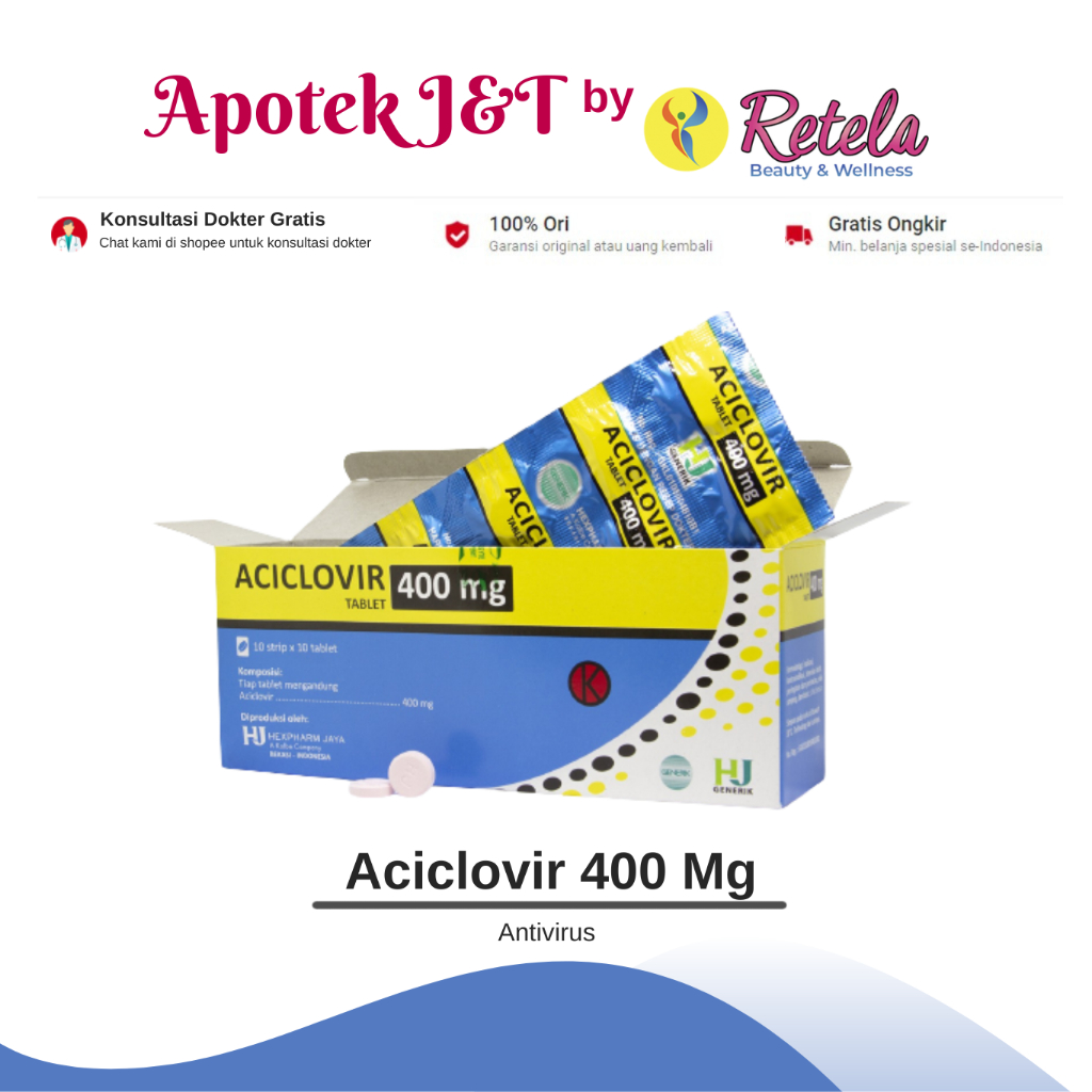 Jual ACICLOVIR 400MG 1 STRIP 10 TABLET | Shopee Indonesia
