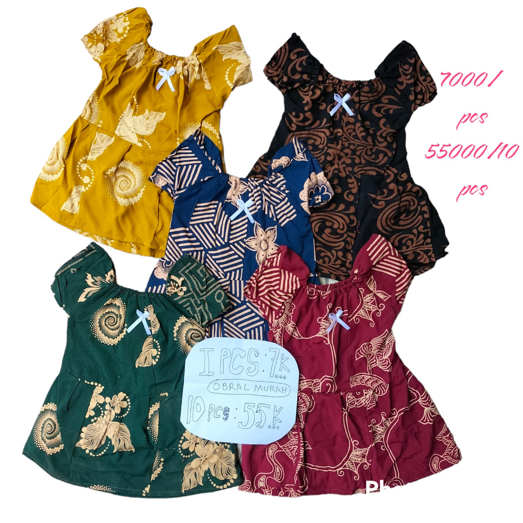 Jual Obral 55000/ 10 pcs Baju Anak Usia 1-2 Tahun,Bahan Rayon ,Daster ...