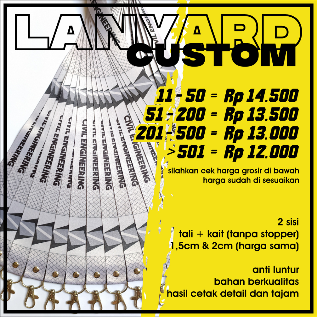 Jual CETAK LANYARD TALI ID CARD TANPA STOPPER LEBAR TALI 2,5CM | Shopee ...