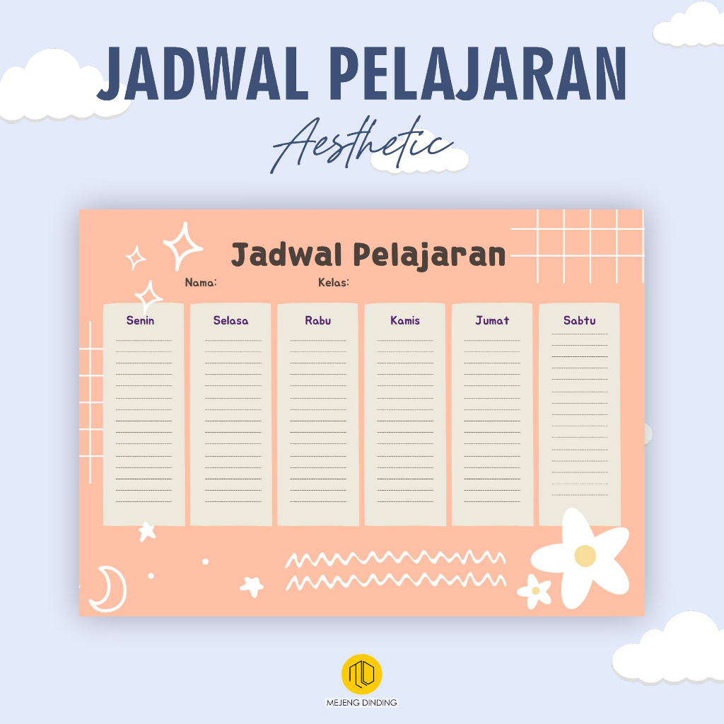 Jual JADWAL PELAJARAN CUSTOM / POSTER PELAJARAN/ MOTIF AESTHETIC A ...