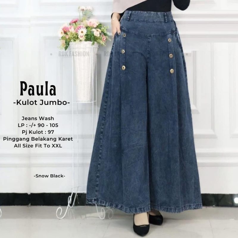 Jual KULOT ALASKA JUMBO BIG SIZE // CELANA KULOT PAULA JEANS // PALAZZO ...