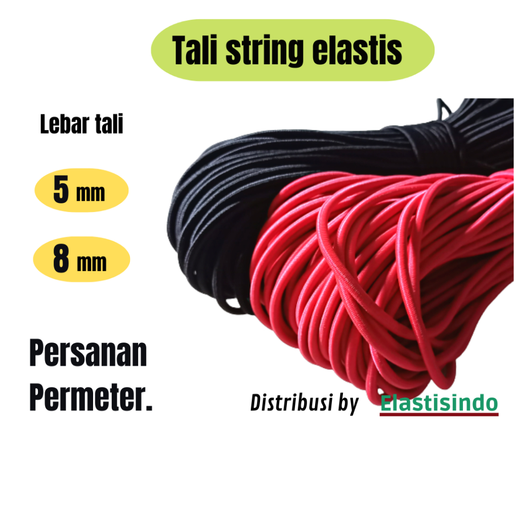 Jual Tali string tali elastis tali karet 5mm 7mm(permeter) | Shopee ...