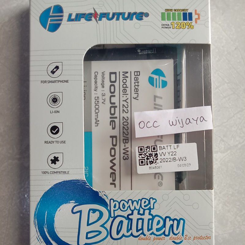 Jual baterai life future Vivo Y22 2022/B-W3 double power | Shopee Indonesia