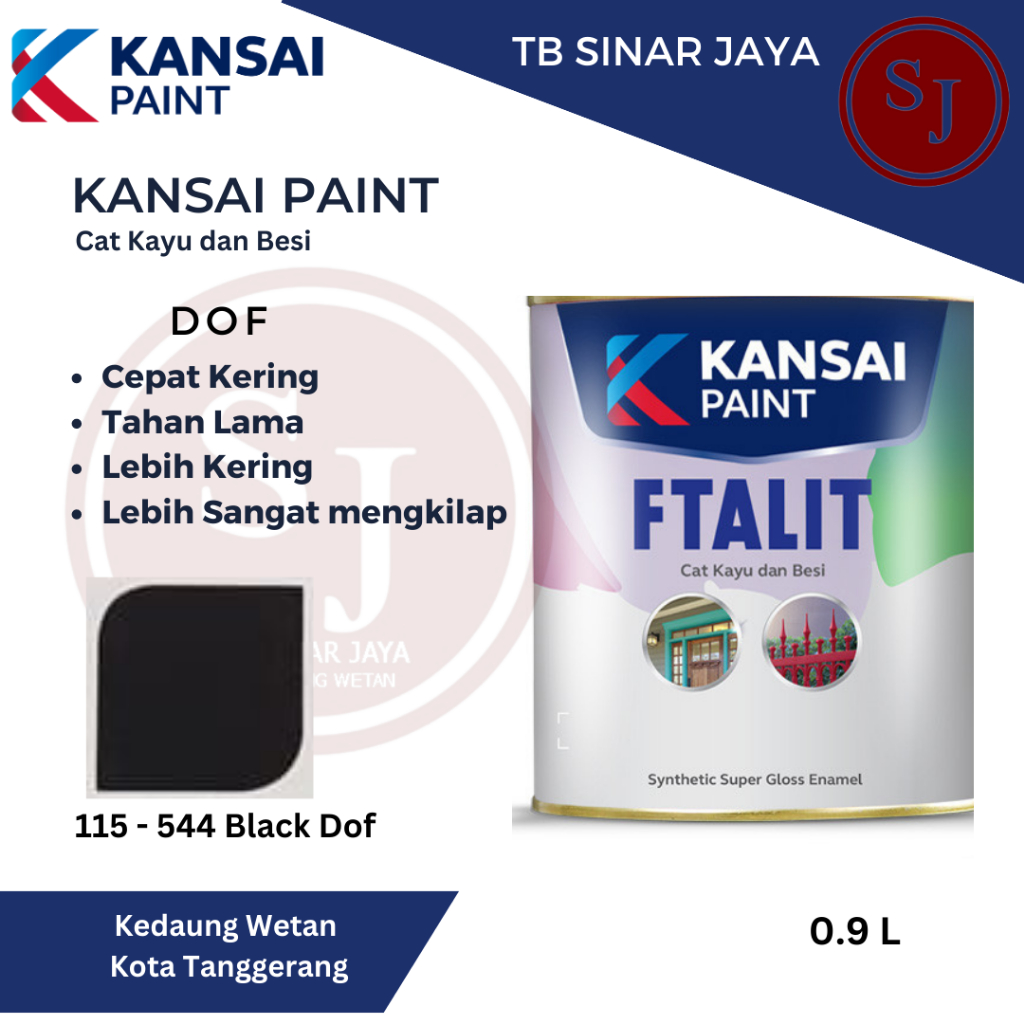 Jual Cat Kayu dan Besi Ftalit Doff Kansai Paint 1kg 115 - 544 Black ...