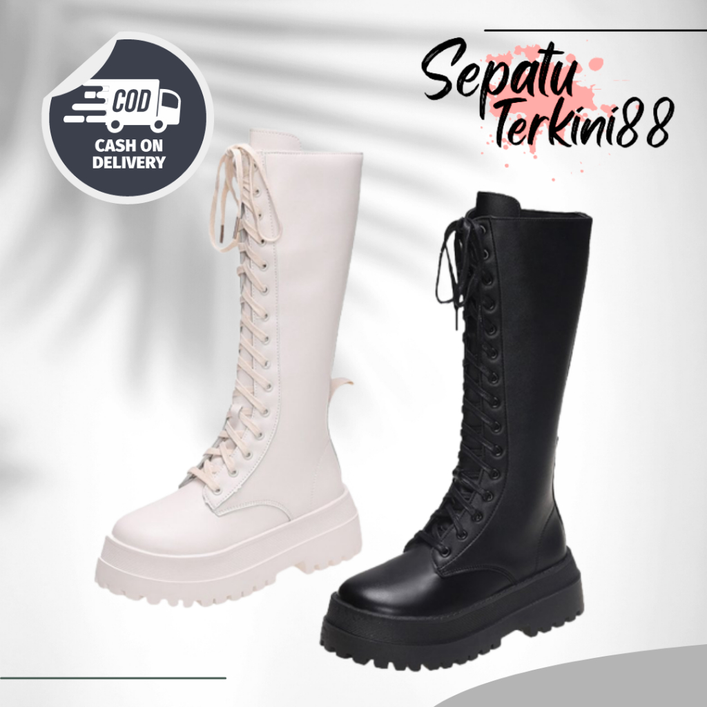Jual Sepatu Boots Panjang Wanita Hak Sedang Fashion SF 284 | Shopee ...