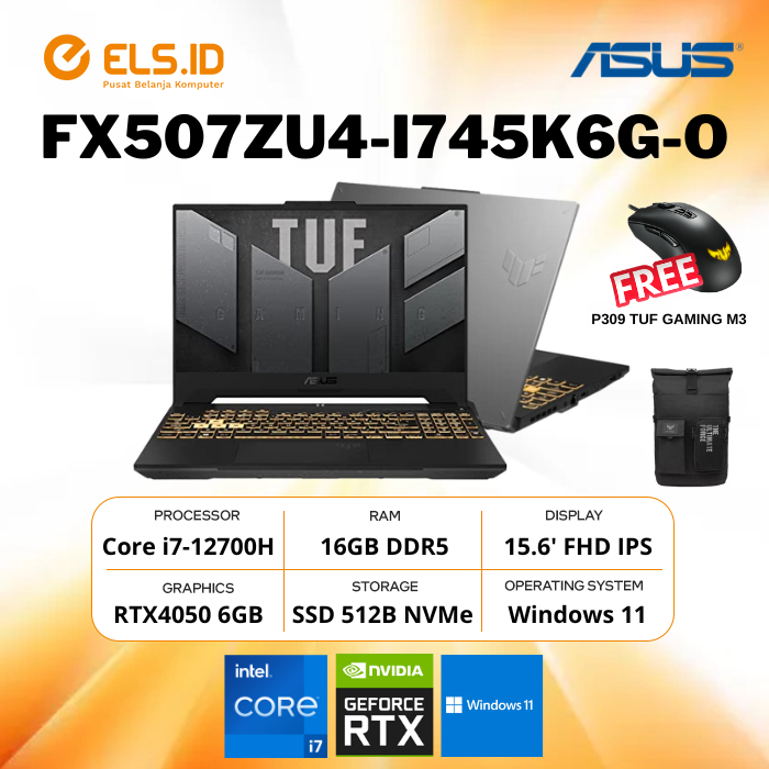 Jual ASUS TUF GAMING F15 FX507ZU4-I745K6G-O i7 12700H 16GB SSD 512GB RTX4050 15.6' W11+OHS ...