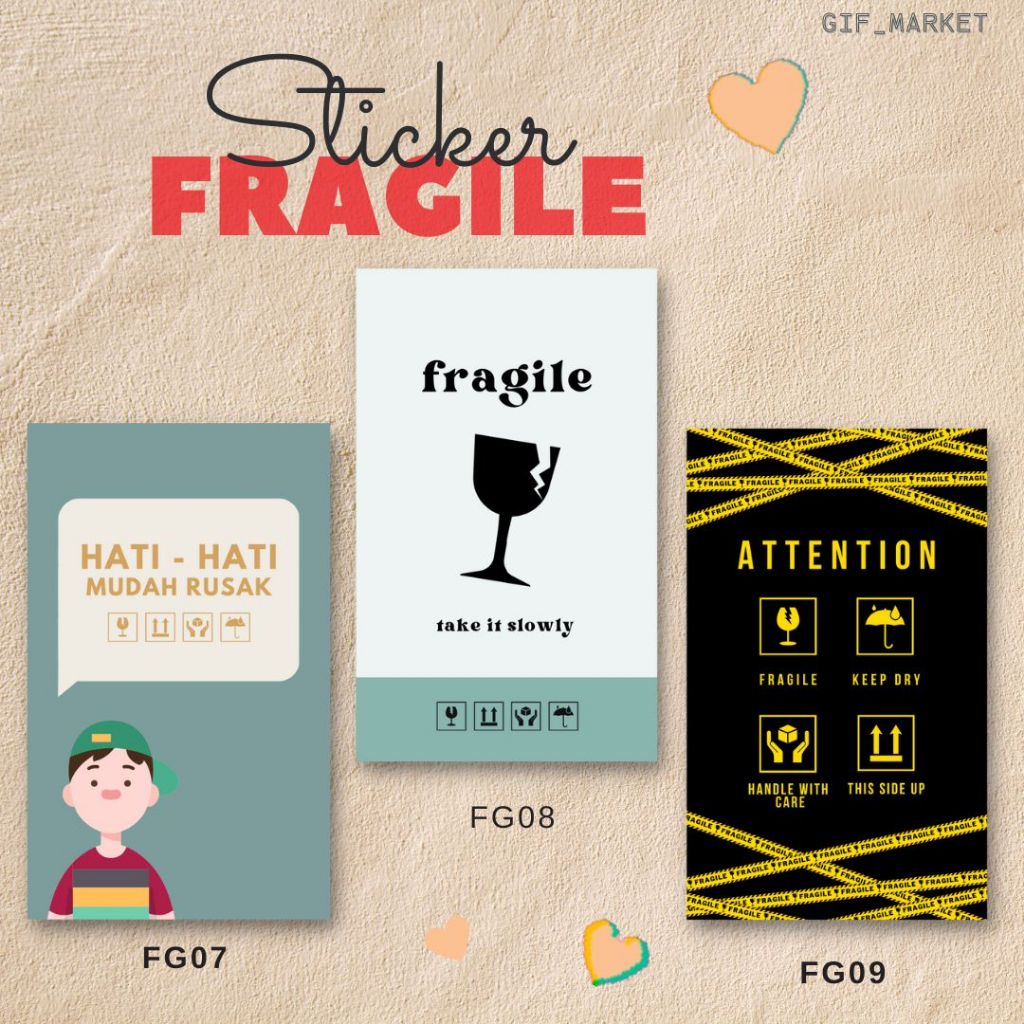 Jual Stiker Fragile | Cod | Free Ongkir |Small Sticker Fragile Cute ...