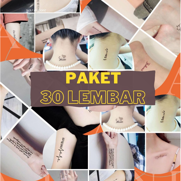 Jual 30 lembar Tatto Temporer Tulisan Aesthetic dan gambar random acak ...