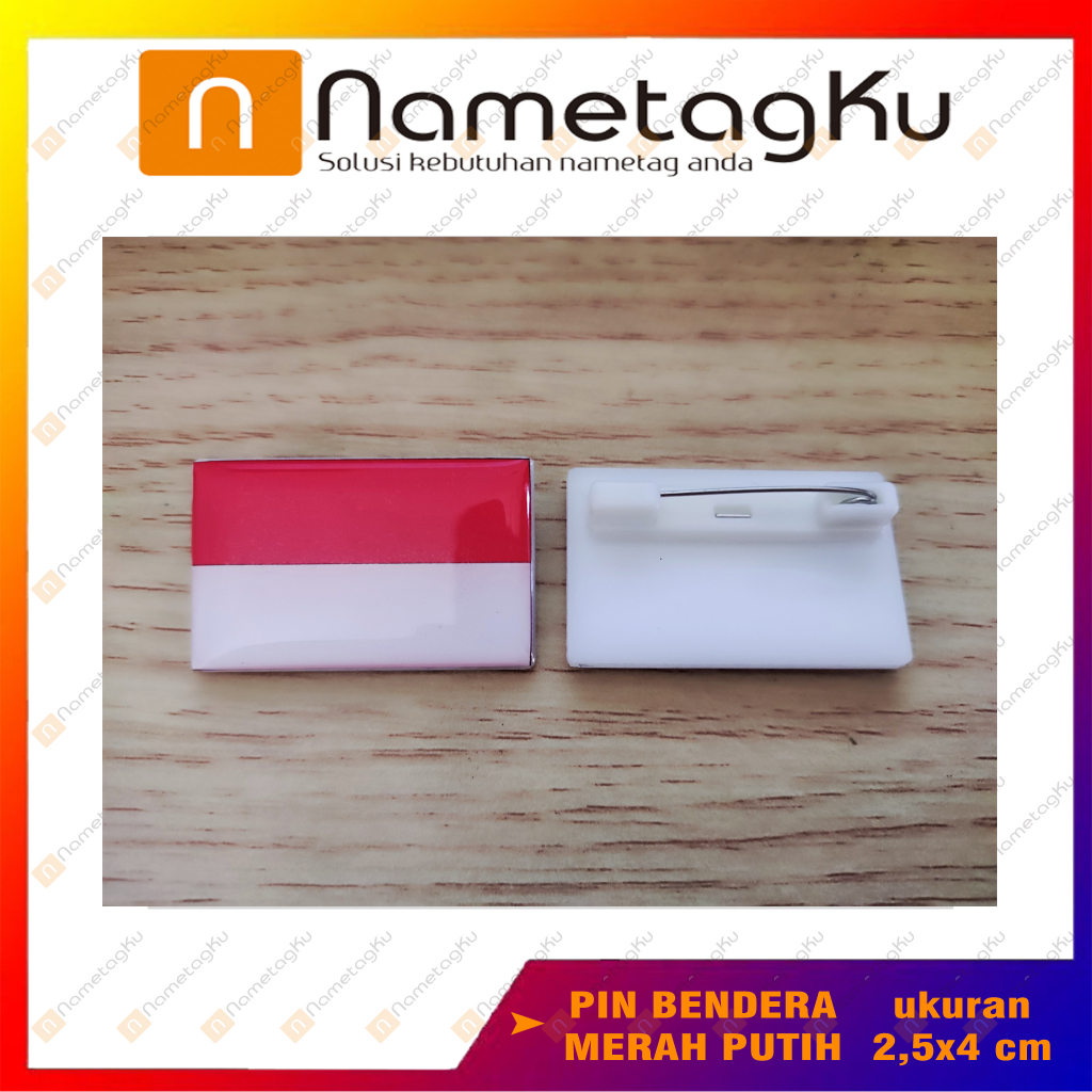 Jual Name Tag /Nama Dada /Papan Nama /Pin Bendera Merah Putih Peniti ...