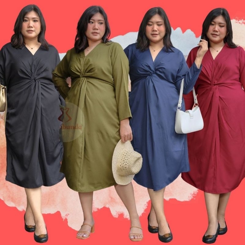 Jual JUMBO DRESS PESTA WANITA MODEL PLINTIR CREPE FIT LD 120 ALICIA | Shopee Indonesia