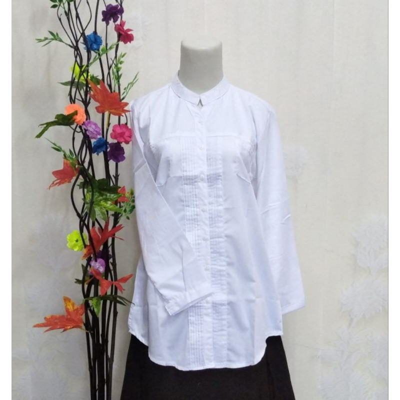 Jual Atasan santriwati putih polos / Atasan putih panjang | Shopee ...